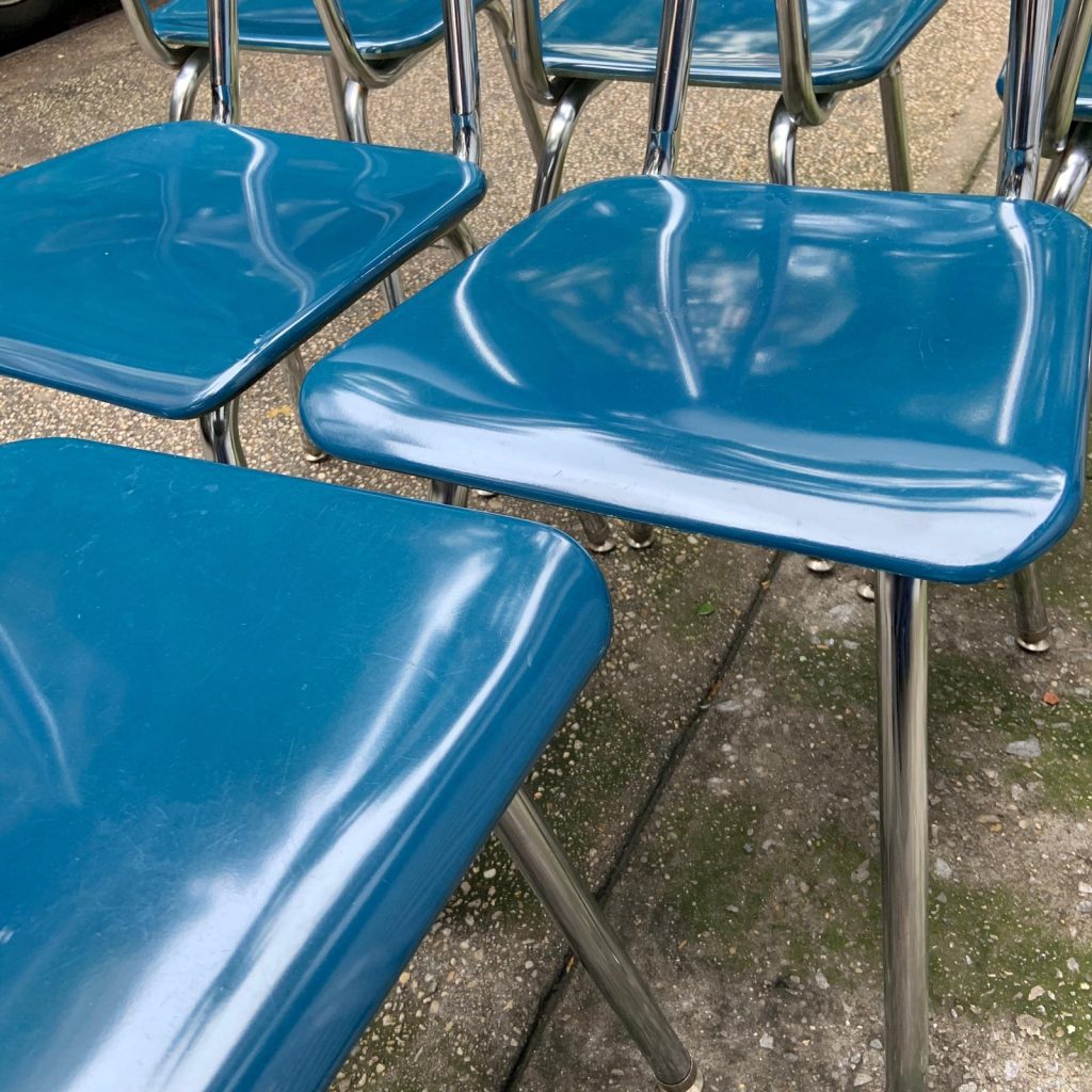 Navy Blue Melamine & Chrome School Chairs Set of 6 – Mid-Century Modern ...