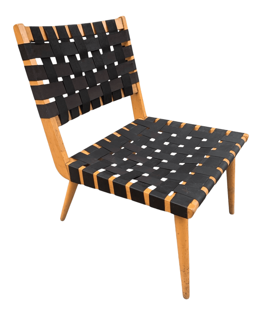 1950s Vintage Wood Frame Webbed Lounge Chair – Mid-Century Modern ...