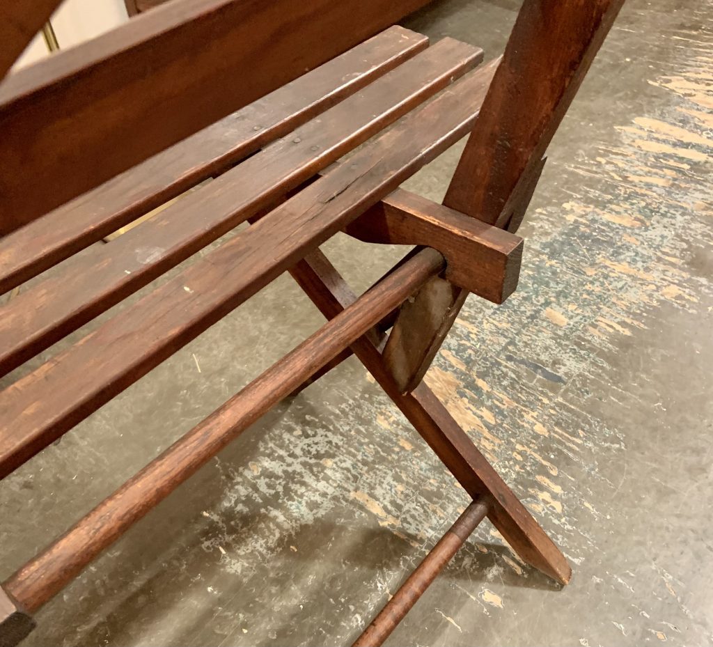 1940s Folding Slat Bench – Mid-Century Modern Furnishings – White Trash NYC