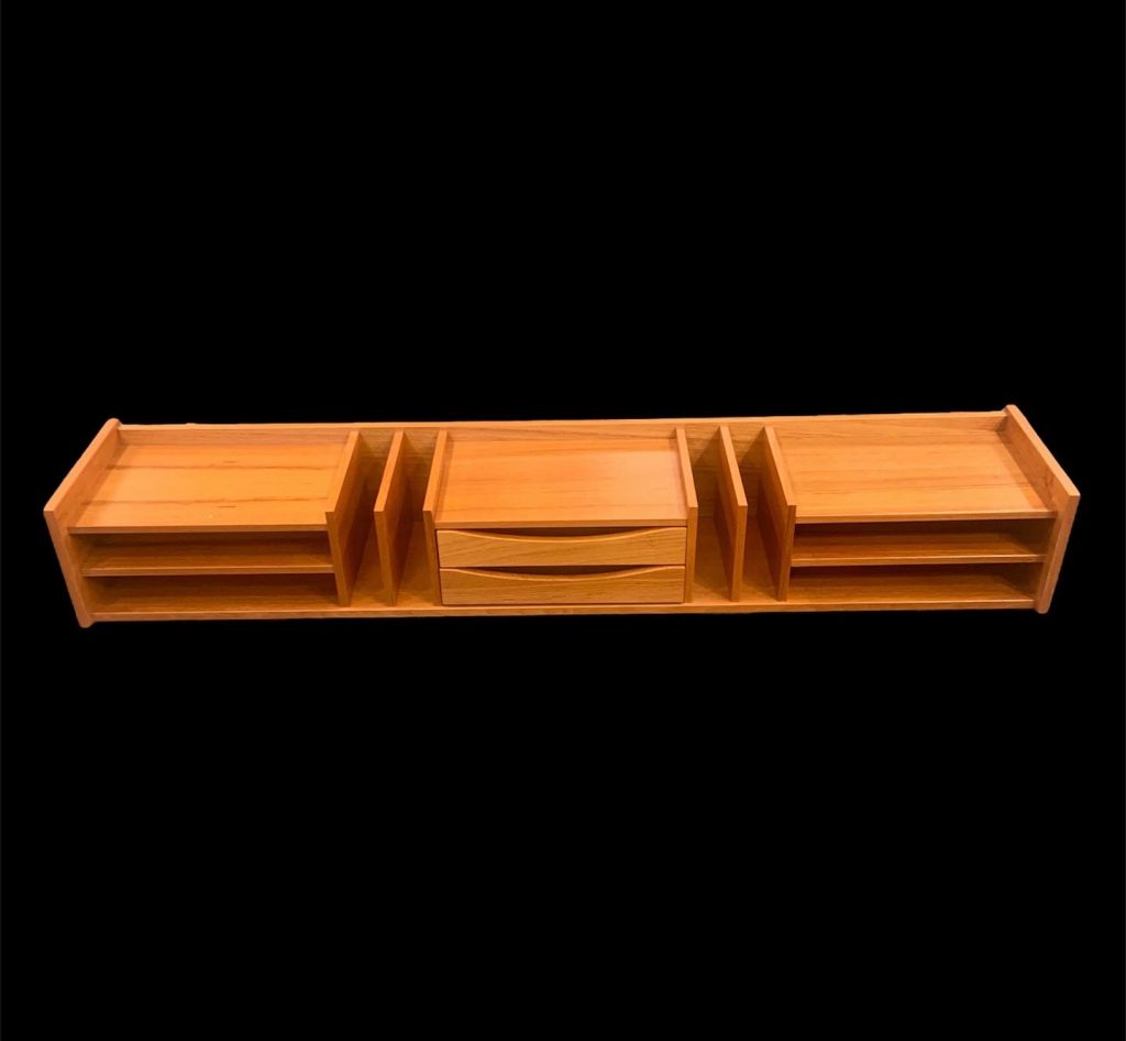 Extra Long Teak Table Top Organizer by Pedersen & Hansen – Mid-Century ...