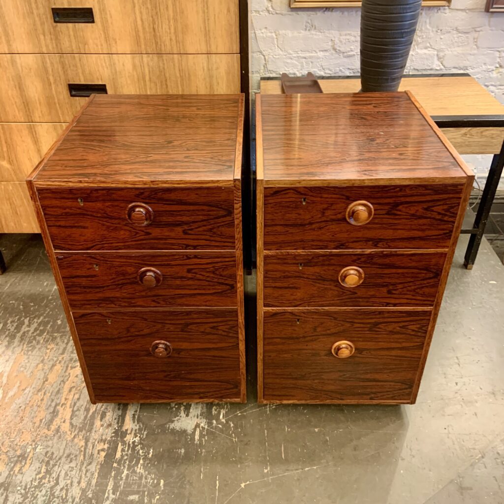 Pair of Brazilian Rosewood 3 Drawer Units on Wheels – Mid-Century ...