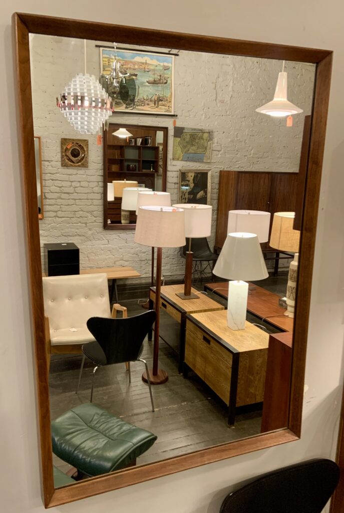 Large Wall Mirror With Walnut Knife Edge Frame – Mid-Century Modern ...