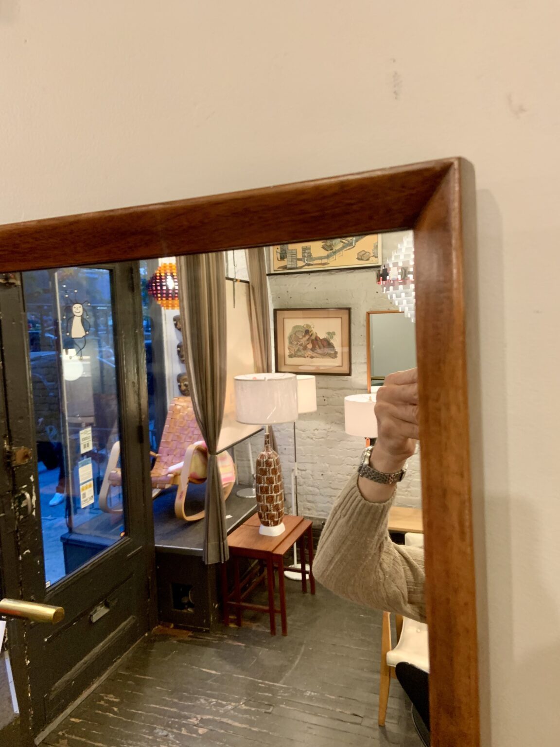 Large Wall Mirror With Walnut Knife Edge Frame – Mid-Century Modern ...